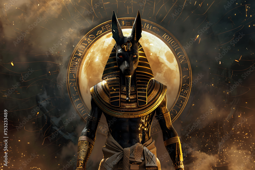 ภาพประกอบสต็อก An impressive representation of Anubis, the ancient ...