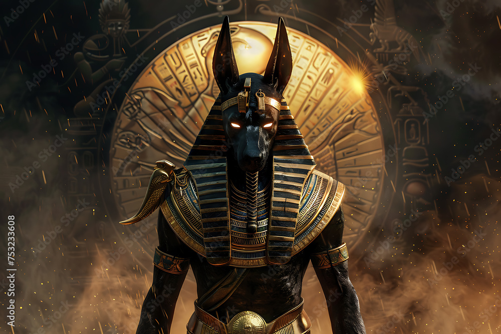 An impressive representation of Anubis, the ancient Egyptian god of the ...