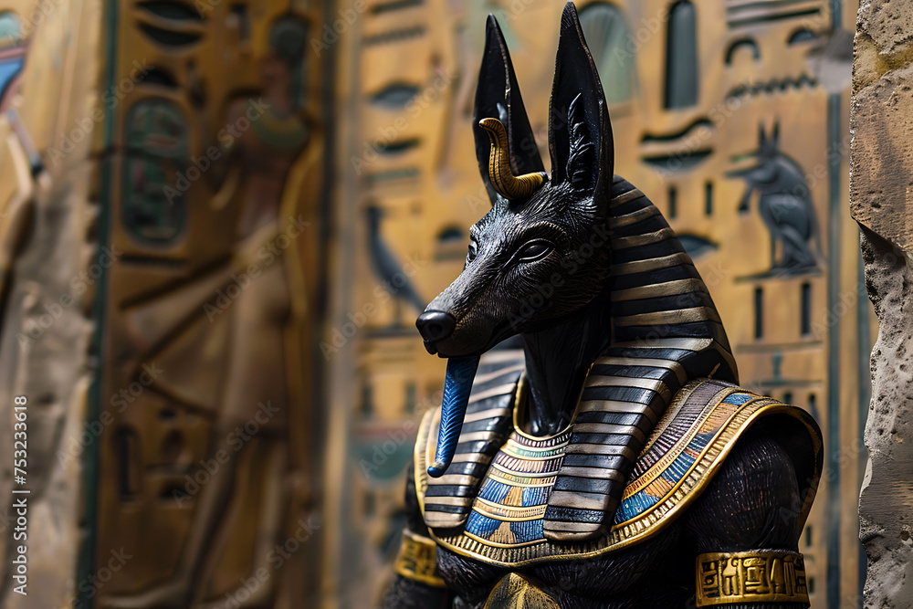 An impressive representation of Anubis, the ancient Egyptian god of the ...