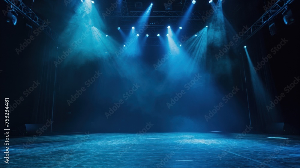 stage light lighting device with colored spotlights and smoke, concert ...