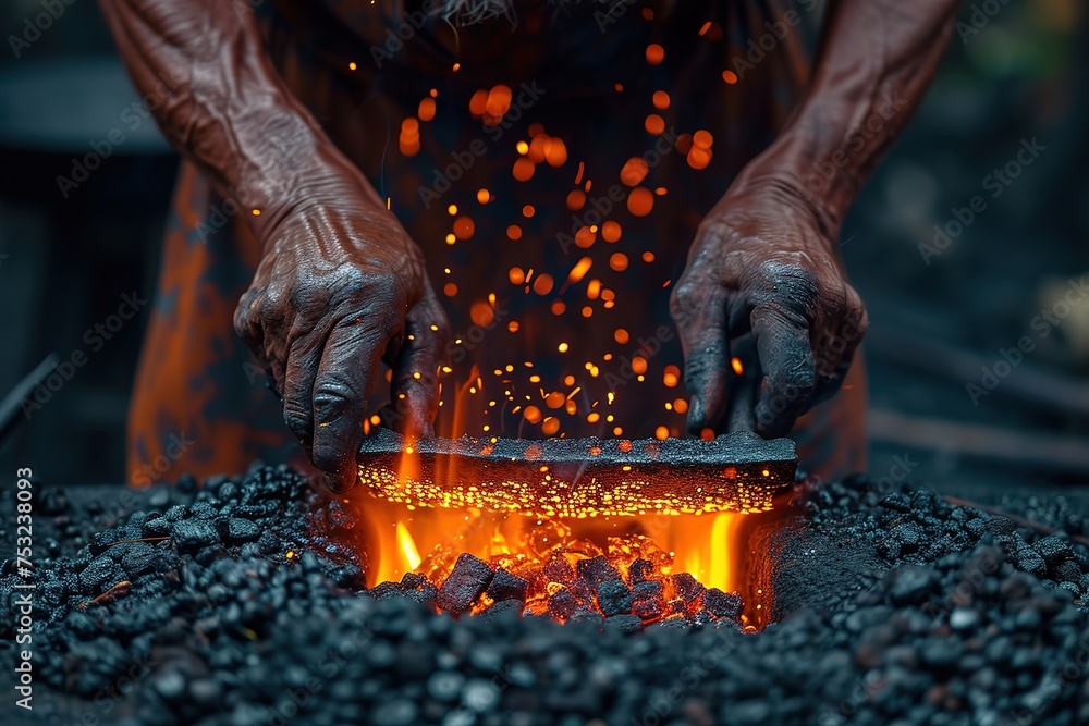 "Rural Blacksmith Craft" A skilled blacksmith crafting tools and ...