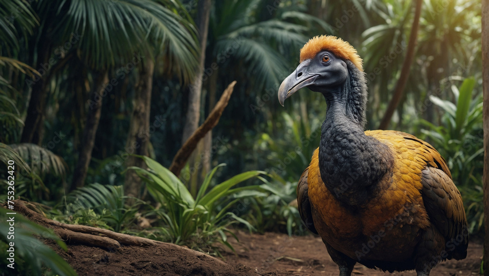 Realistic Portrait of a Dodo an extinct flightless bird in the jungle ...