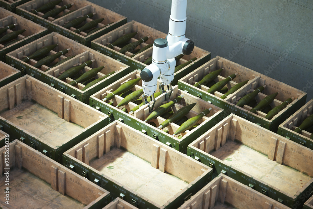 Automated Robotic Arm Organizing Military Artillery Shells in a ...