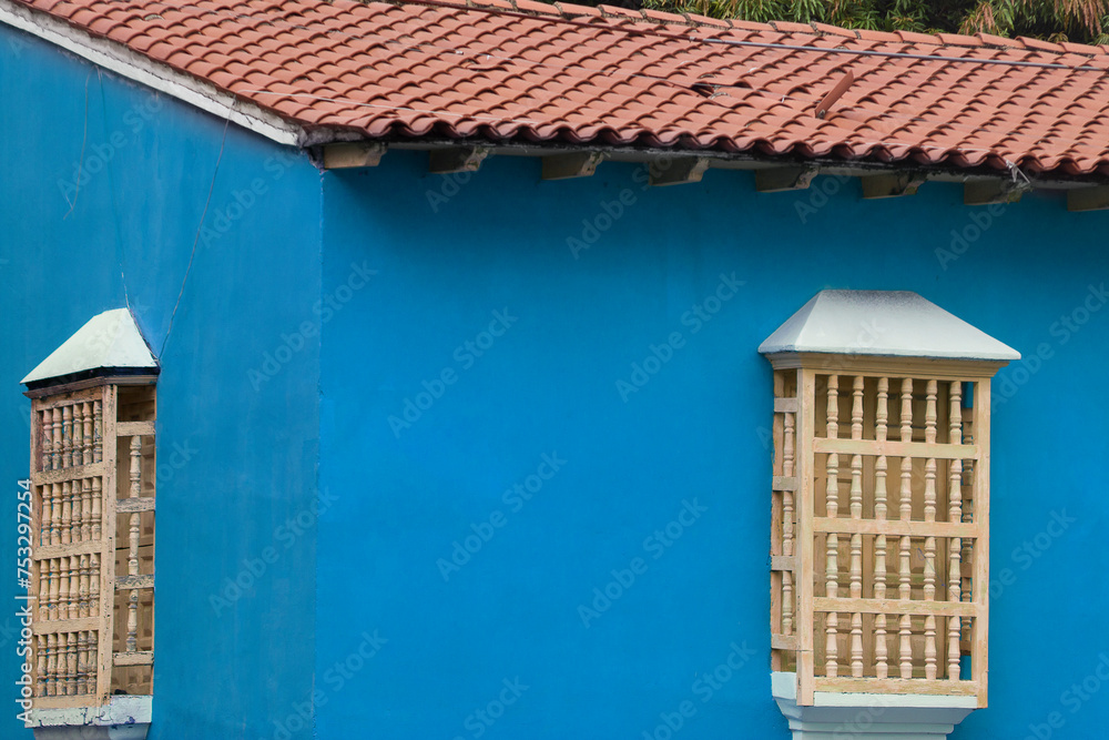 Facades and structures of colonial houses in the historic center of ...