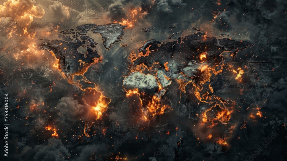 map of all continents with countries bombed by nuclear bombs in case of ...