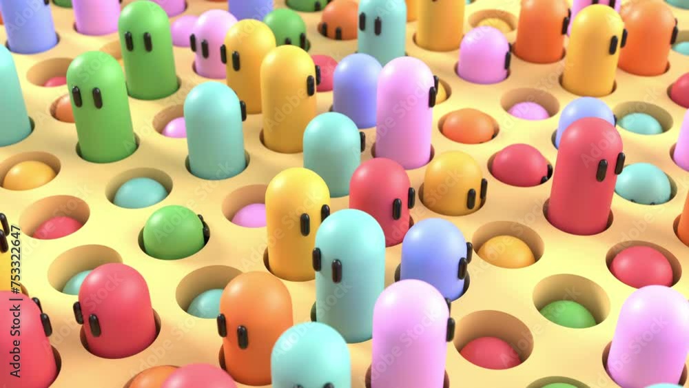 happy blob community colorful and creative looping 3d animation. Can be ...