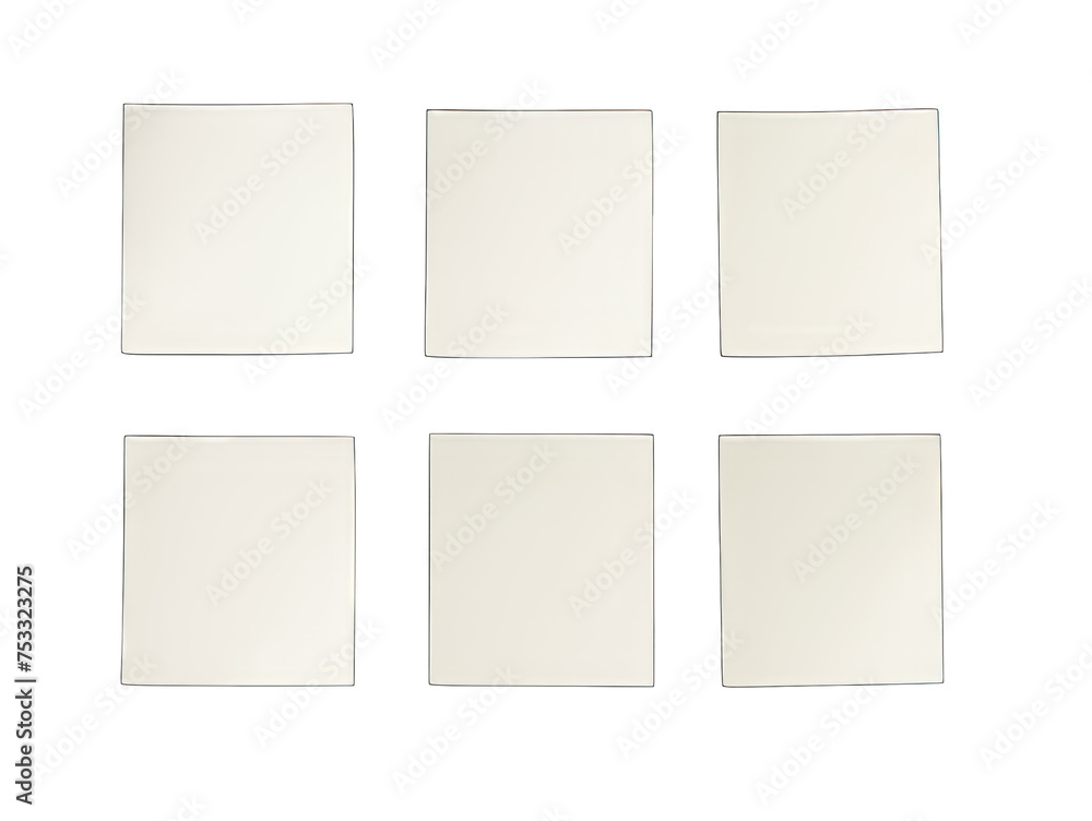 Set of creme white blank paper, sticky note isolated on transparent ...