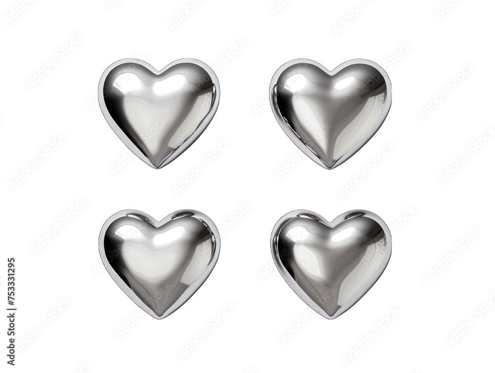Set of gray heart isolated on transparent background, transparency ...