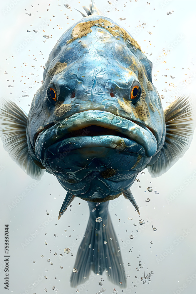 Hyper-realistic Fish Portrait Underwater, To provide a visually ...