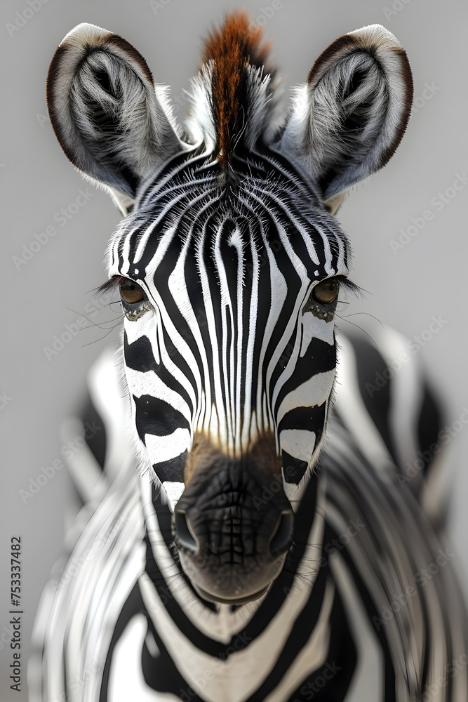 Minimalist Zebra Portrait, To showcase the majestic and powerful nature ...