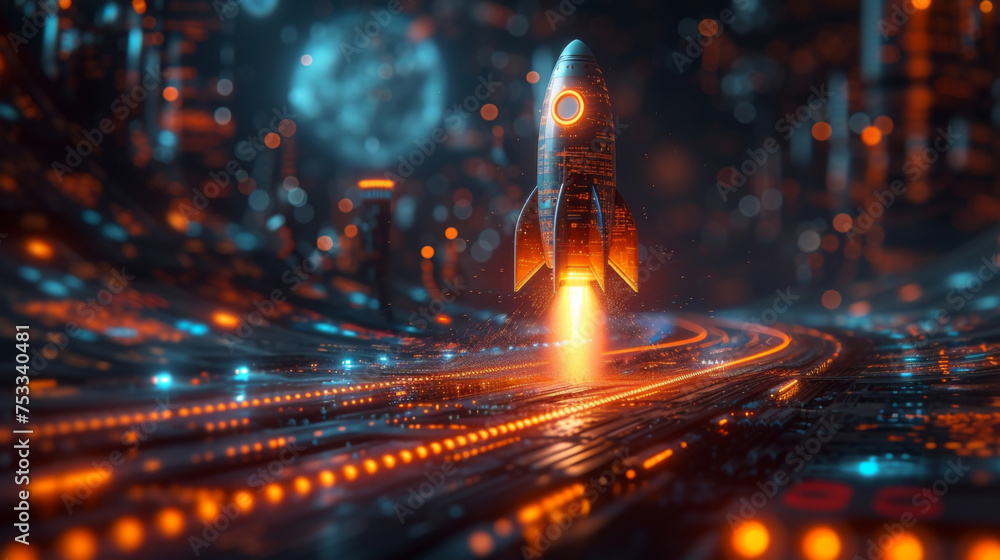 A visually striking progress bar chart with an abstract representation ...