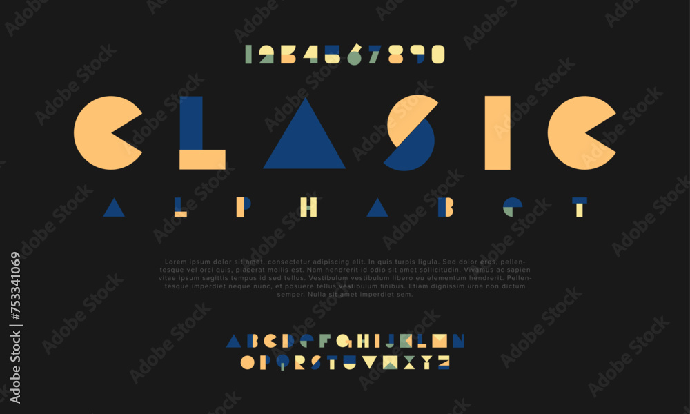 Clasic creative geometric modern urban alphabet font. Digital abstract ...