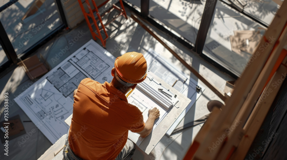 An image of a construction worker using advanced 3D modeling software ...