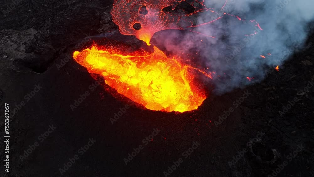 Volcano Eruption in Iceland, Flowing Red Hot Lava River, Incredible ...