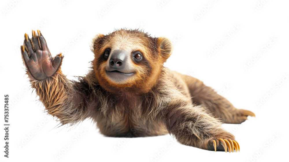 Excluding the face, an engaging image captures a sloth with its hand ...