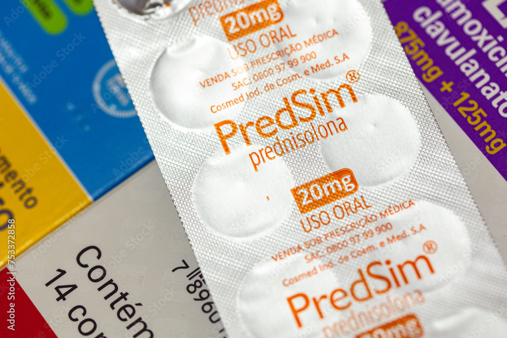 Medicamento Predsim. Remédio, Prednisolona, Anti-inflamatório. Brasil ...