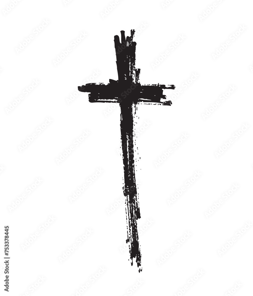 Hand drawn cross. Vector cross. The cross is made with a brush Stock ...