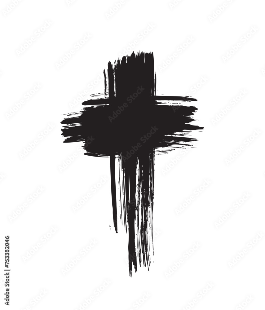 Hand drawn cross. Vector cross. The cross is made with a brush Stock ...
