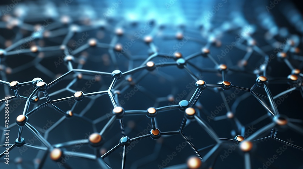 Featuring a nano sphere with a hexagon grid, the illustration ...