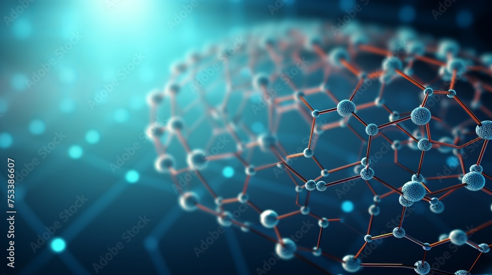 Featuring a nano sphere with a hexagon grid, the illustration ...