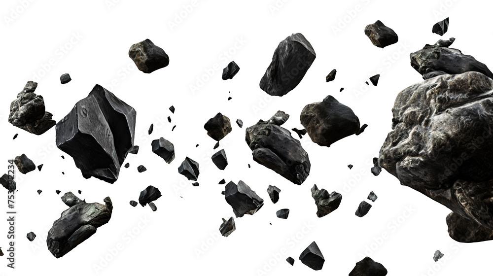 Falling black rocks isolated on transparent background Remove png ...