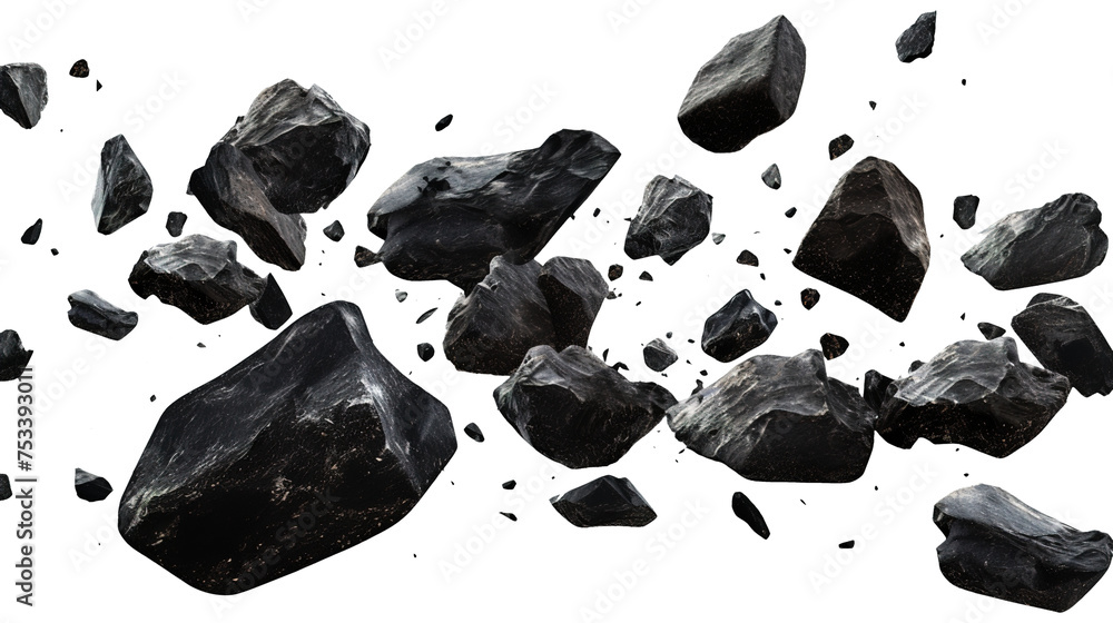 Falling black rocks isolated on transparent background Remove png ...