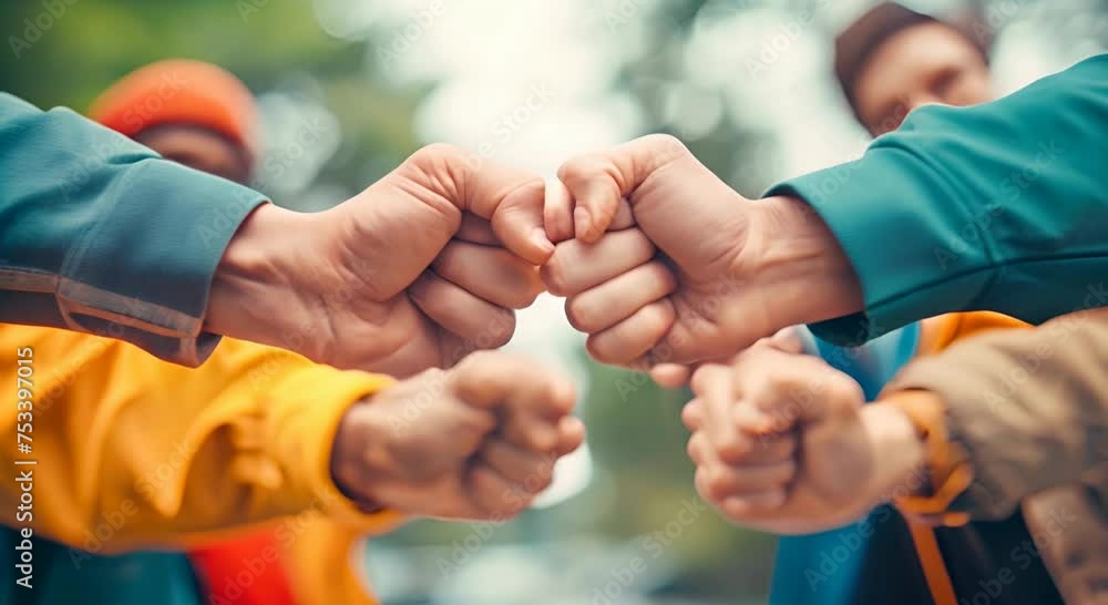 business teamwork. fist crowd group people. business team work together ...