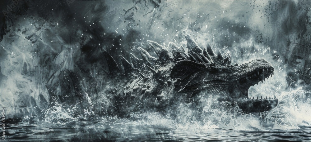 The still silent waters are disturbed by a sudden thunderous roar. A ...