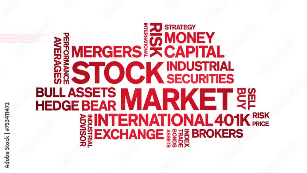 Stock Market animated word cloud;text design animation tag kinetic ...