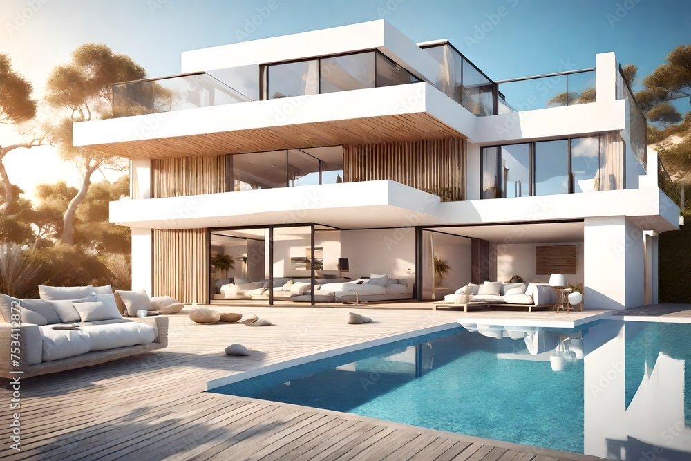 Contemporary Elegance: A Captivating Daytime Showcase of a White-themed ...