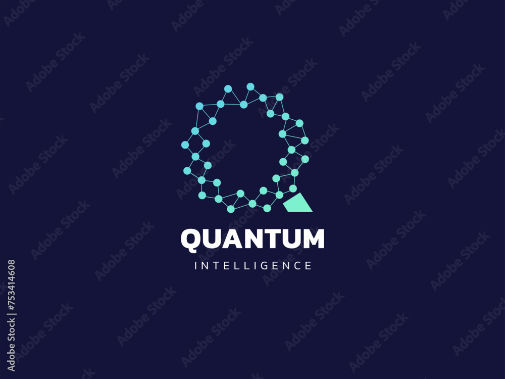 Quantum technology with letter Q futuristic network connection lines ...
