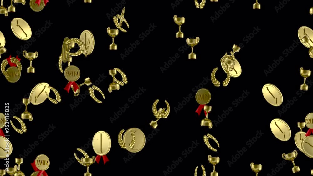 Winning Loop Tile Swirl with alpha. This 3d animation of winner symbols ...