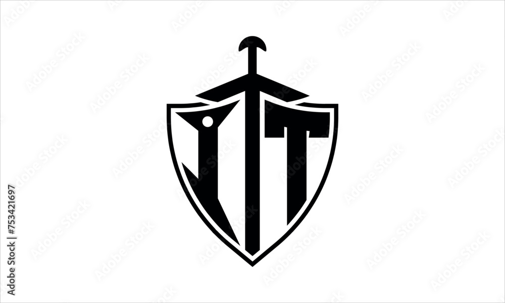 IT initial letter shield icon gaming logo design vector template ...