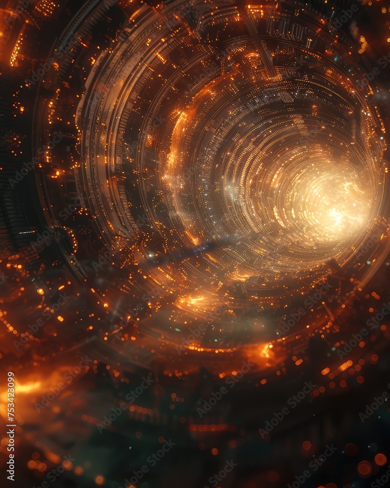 time disciples at a wormhole time blur interior view of a majestic ...