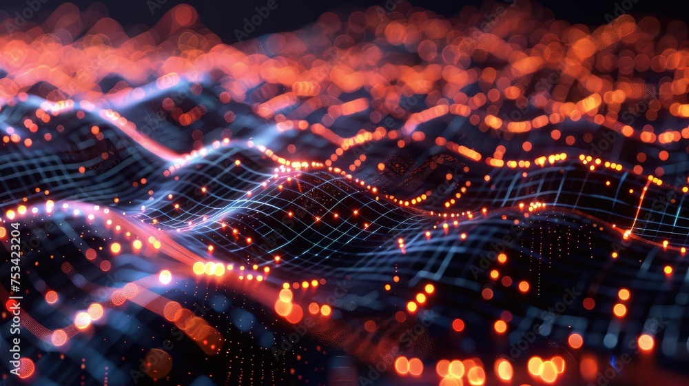 Big data visualization AI artificial inteligence, network, large ...
