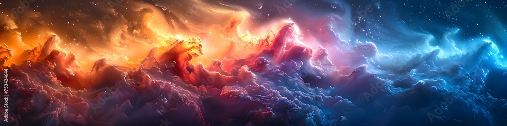 Colorful Cosmic Flames and Smoke Background, To be used as a striking ...