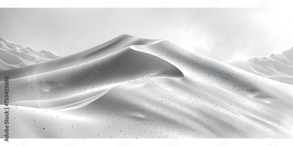 Black and White Vector Illustration of Rolling Sand Dunes, This image ...