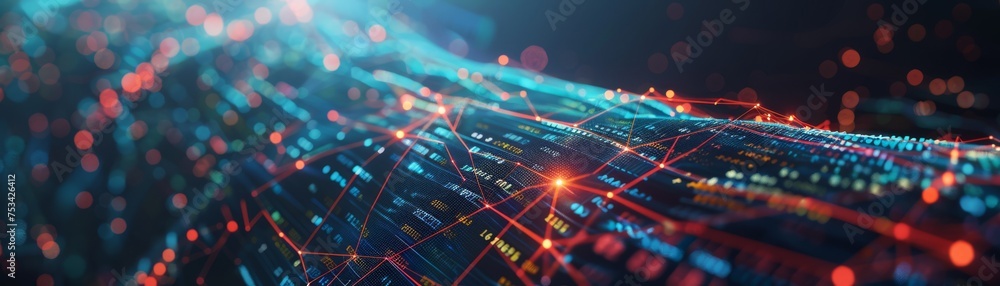 Tech Glow: A digital illustration featuring a blue circuit board design ...