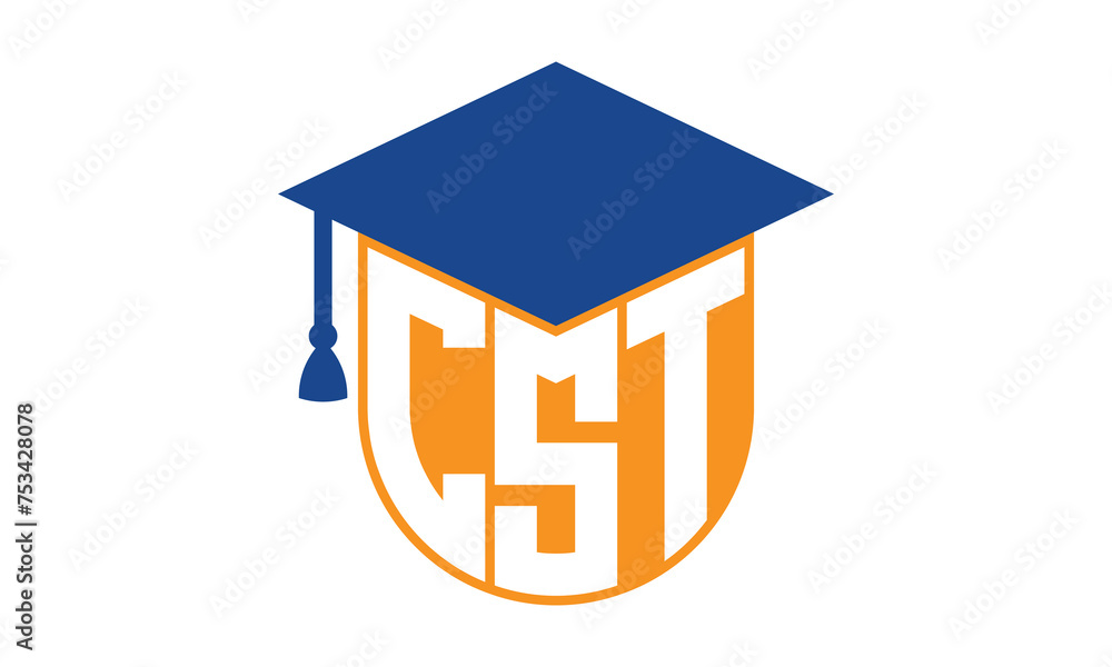 CST initial letter academic logo design vector template. school college ...