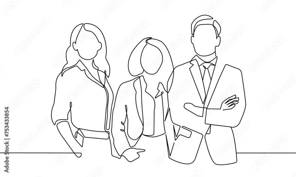 Business People Group Continuous One Line Drawing. Group of Peoples in ...