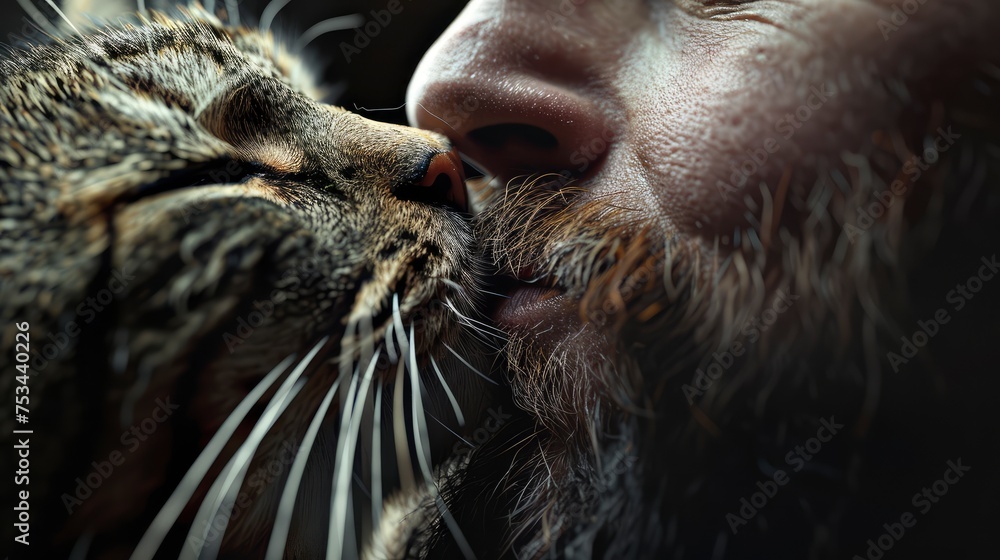 Tabby Cat Licking Head Bearded Man, Desktop Wallpaper Backgrounds ...