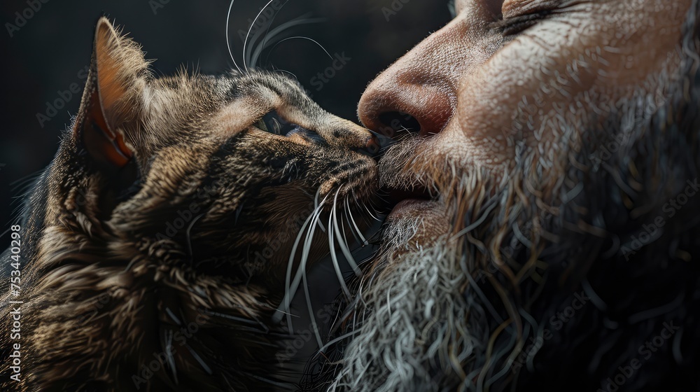 Tabby Cat Licking Head Bearded Man, Desktop Wallpaper Backgrounds ...