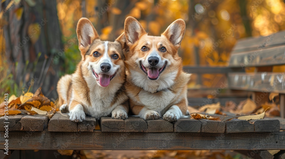 Two Happy Welsh Corgi Pembroke Dogs, Desktop Wallpaper Backgrounds ...