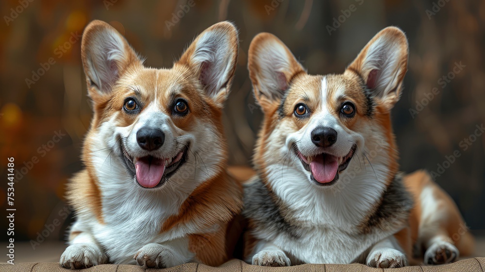 Two Happy Welsh Corgi Pembroke Dogs, Desktop Wallpaper Backgrounds ...