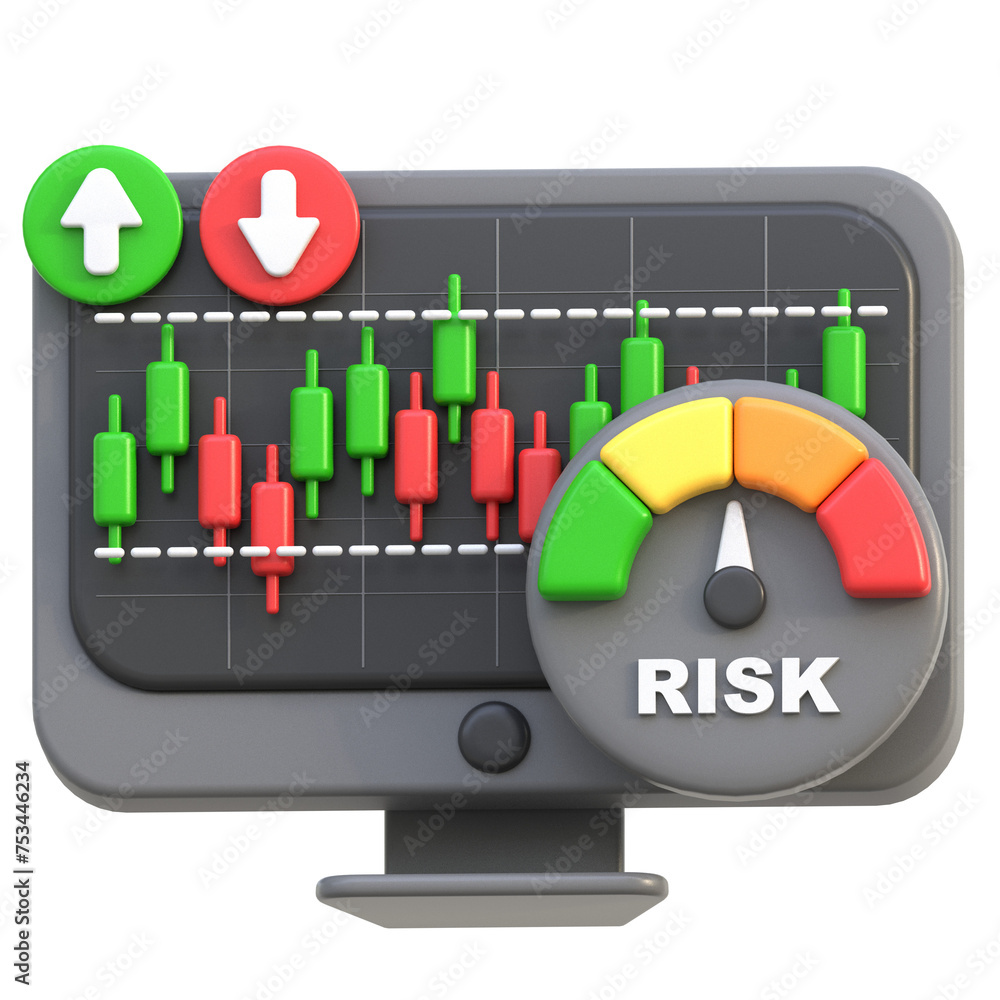 3d icon Risk Management Trading, 3d illustration, 3d element, 3d ...