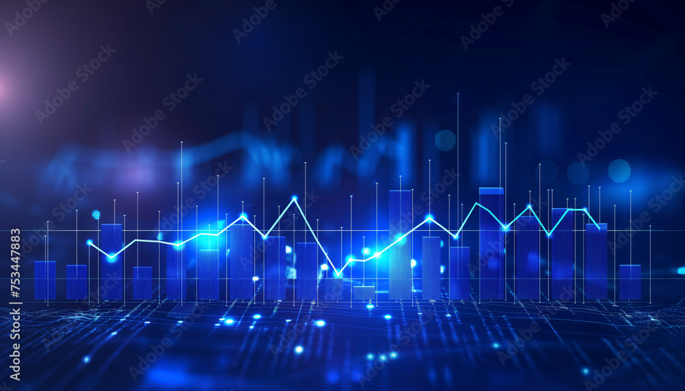 graph chart business blue digital candlestick banner of stock market ...