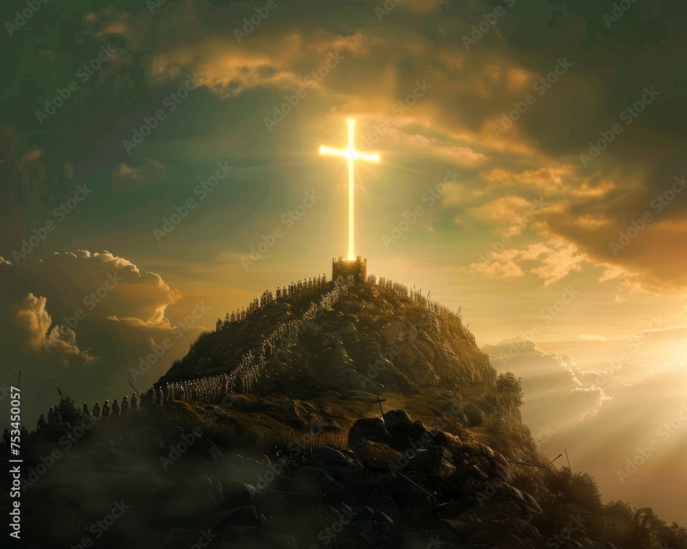 The setting sun the Templar cross and the Holy Grail call to the ...