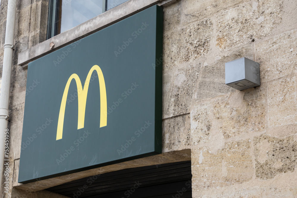 McDonald's sign m green yellow logo text logo brand on Restaurant ...
