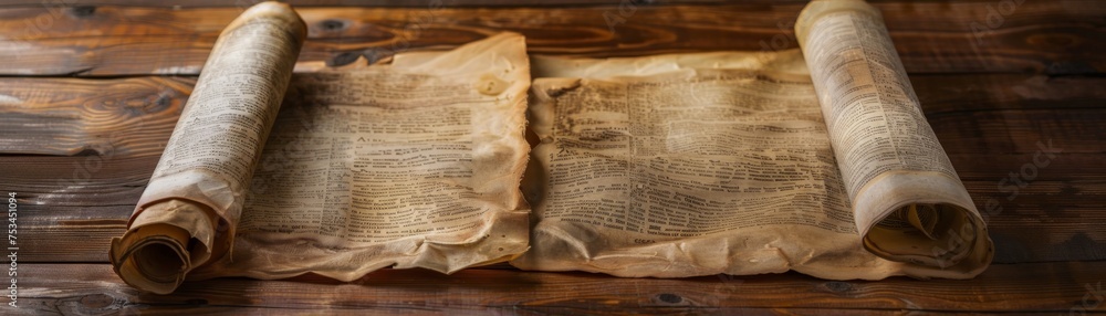 Old mysterious scrolls in a retro setting an ancient Bible revealing ...