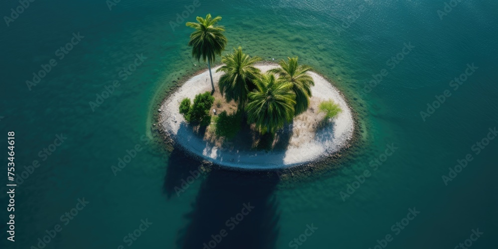 In the midst of the calm lake or expansive ocean, a small island stands ...